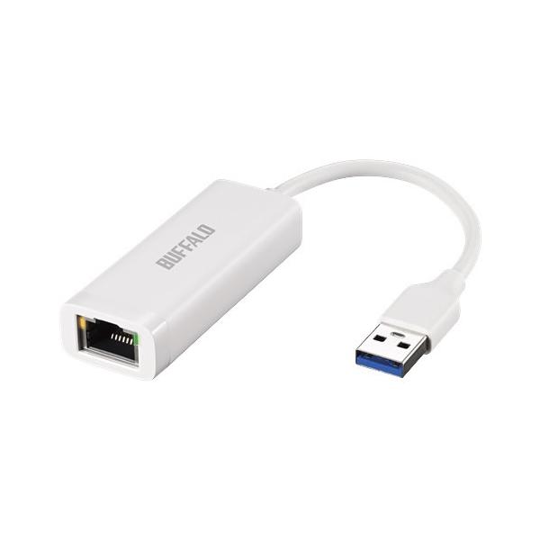 BUFFALO LUA6U3AGTEWH LANアダプター USB3.2 Gen1対応 USB Type-A接続 ケーブル長9cm ホワイト 126