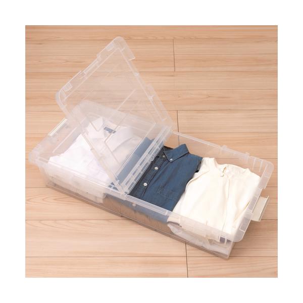 [幅39×奥行80×高さ16.5cm] 収納ケース プラスチック キャスター付き フタ付き ベッド下収納 クリア 446