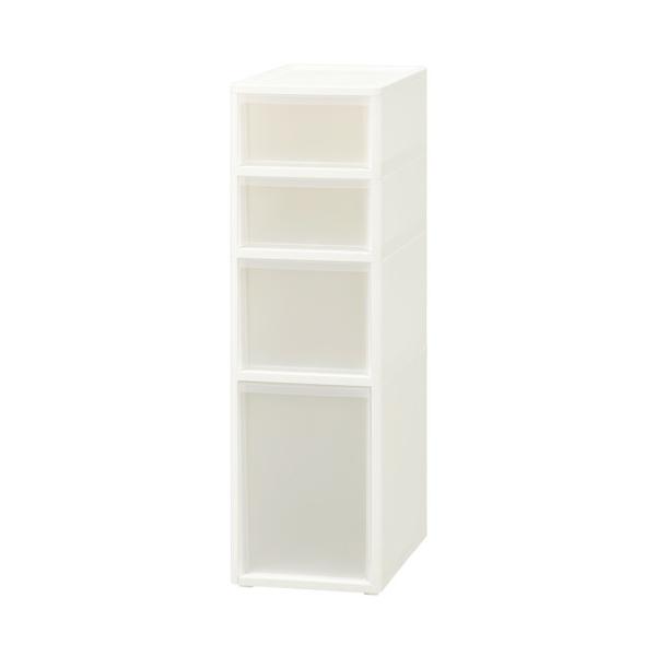 [幅26×奥行40×高さ85cm] 収納ケース キッチン ストッカー 隙間収納 ミドル キャスター付き ホワイト 4段 446