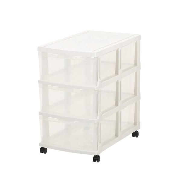 収納用品 エミング ロングストッカー3段 キャスター付き ホワイト 446