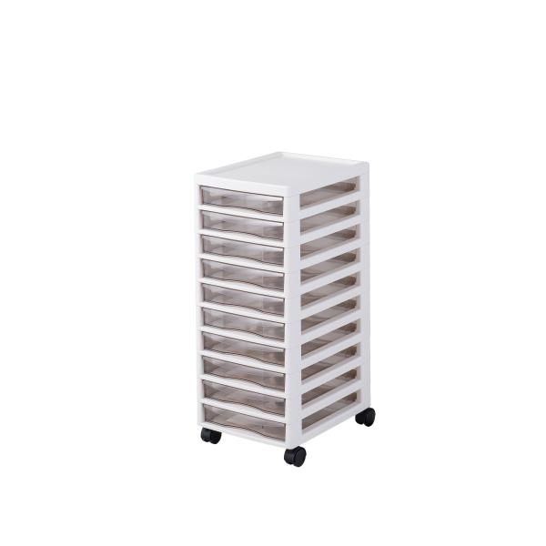 収納用品 アプロス A4浅10段 アイボリー 幅270×奥行345×高さ642ｍm 446