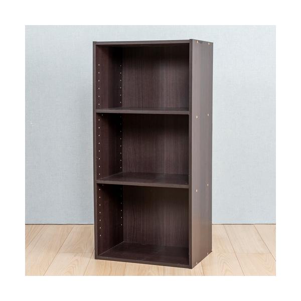 カラーボックス 可動棚3段 ブラウン 448