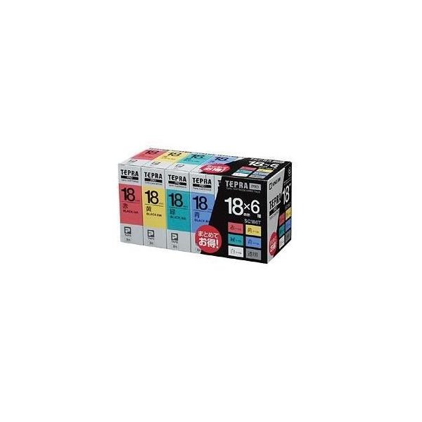 キングジム　SC186T　テプラPROテープ　ベーシックパック　6色セット　黒文字　18mm幅 500