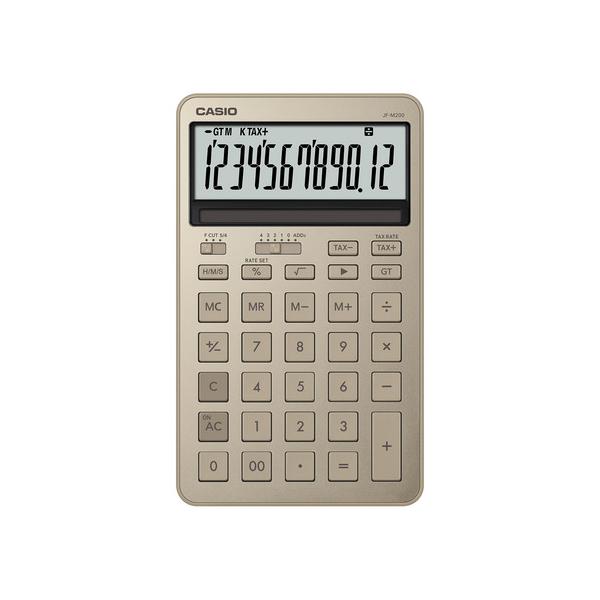 カシオ計算機 JF-M200-GD-N デザイン電卓 ジャスト型スタイリッシュ 12桁表示 税計算機能あり ゴールド 52