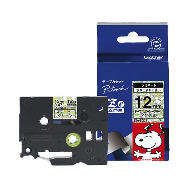 ブラザー　TZe-SG31　ラミネートテープ(スヌーピーキャラクター)　スヌーピーグリーン 500