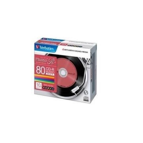バーベイタム(Verbatim)　　MUR80PHS10V1　CD-R(Audio)　80分　5mmケース10枚パック　カラーミックス(5色)　Phono-Rシリーズ 56