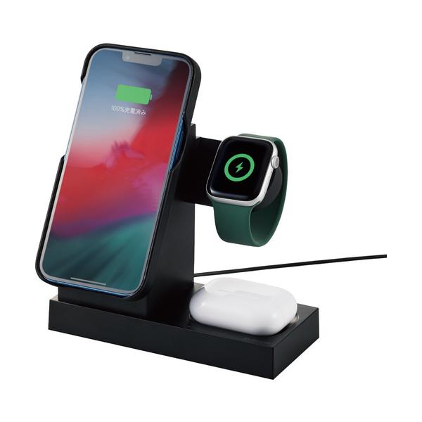 エレコム W-MS06BK ワイヤレス充電器 7.5W＋5W マグネット式 スタンド アップルウォッチ充電器はめ込み可 ブラック WMS06BK 500