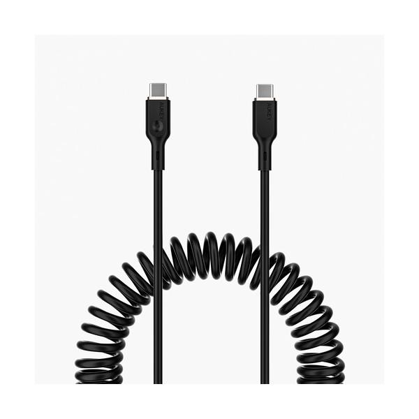 AUKEY CB-CC19-BK 急速充電対応ケーブル Coiled Series [Type-C to Type-C] 1.5m コイル型 ブラック  500