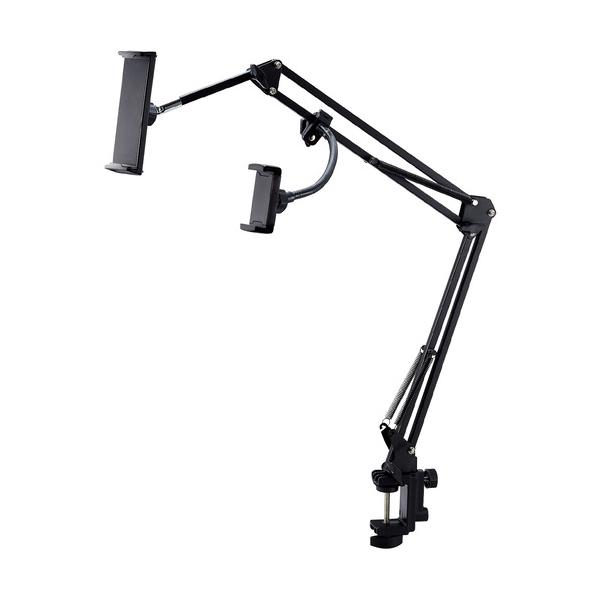 エレコム TB-DSZARM2BK タブレットスマホスタンド 2台設置可能 長さ86cm フレキシブルアーム ブラック TBDSZARM2BK 131