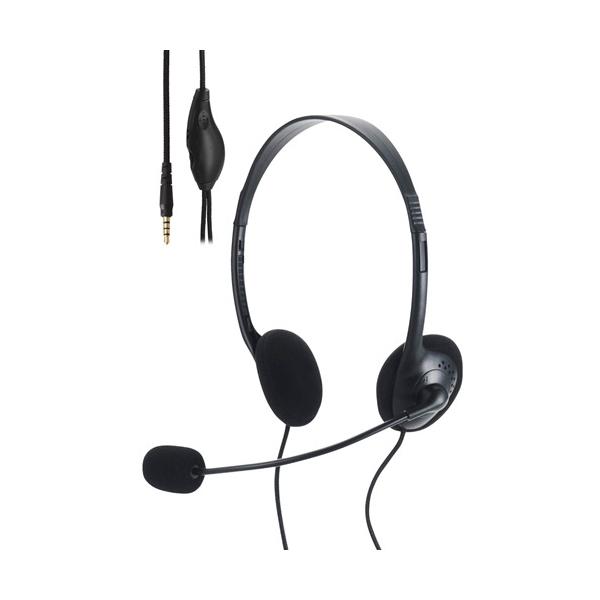 エレコム HS-HP14STBK 両耳小型有線オーバーヘッドセット φ3.5mm4極ミニプラグ  131