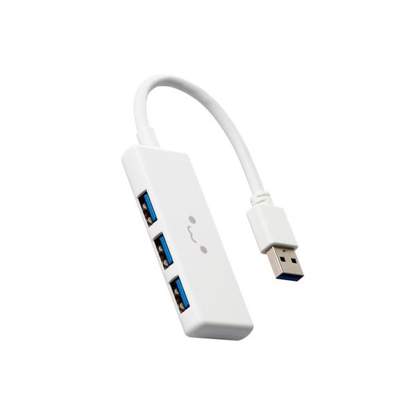 エレコム U3H-H030WF USBハブ USB3.2 Gen1 ＜USB-A×3＞ バスパワー コンパクト 薄型 ケーブル長10cm しろちゃん(ホワイト×ブラック)  131