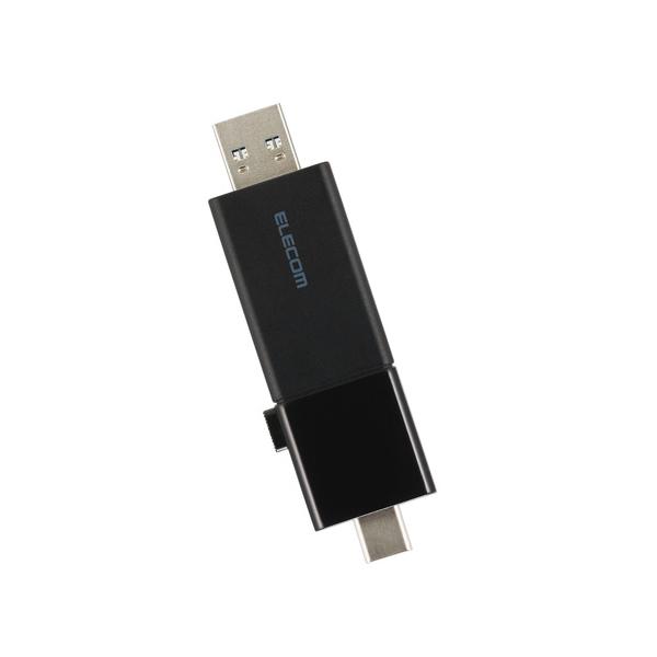 エレコム MF-WSAU3064GBK USBメモリ 64GB USB3.2 Gen1 USB Type-C ／ USB-A 両対応 スライド式 Windows Mac対応 ブラック   124