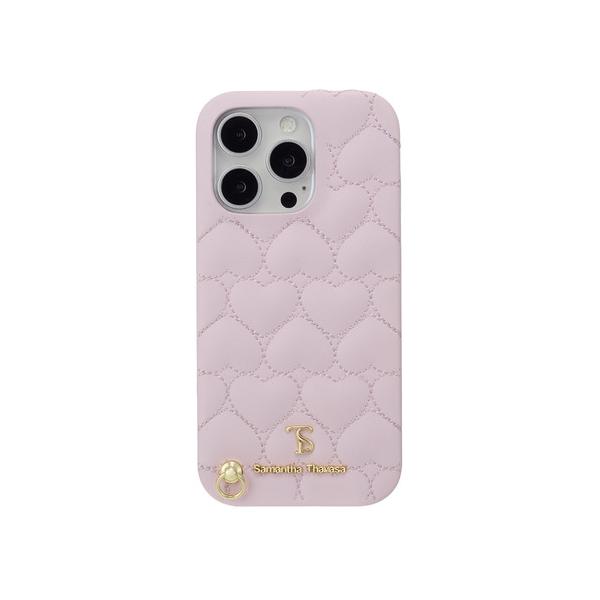 Samantha Thavasa STLPKWPHSIP2463P Wrap Case Heart Quilting with Hand Strap for iPhone16 Pro Lavender Pink  500
