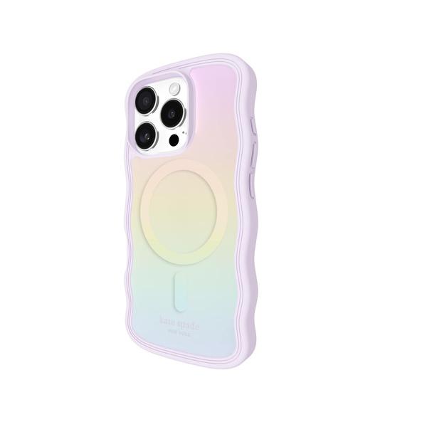 ケイト・スペード ニューヨーク KS054434 Wavy MagSafe iPhone 16 Pro用ケース Opal Iridescent  クリア・パープル系 500