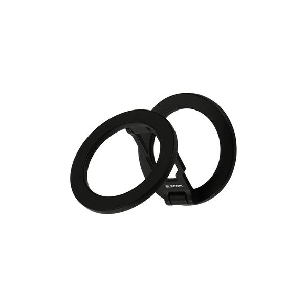 エレコム P-DSCMPWM01BK スマホスタンド 折りたたみ 360度回転 マグネットパッド付 MagSafe対応スマホ 装着可 ブラック 500