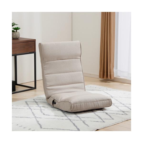 ヤマダオリジナル ハイバック レバー式座椅子 幅47cm 厚み15cm 14段階リクライニング 1人掛 ベージュ 449