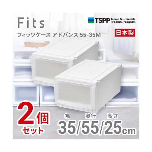 天馬 フィッツケース アドバンス 5535M 2個組 高さ25cm 収納ケース クローゼット Wクリア 446