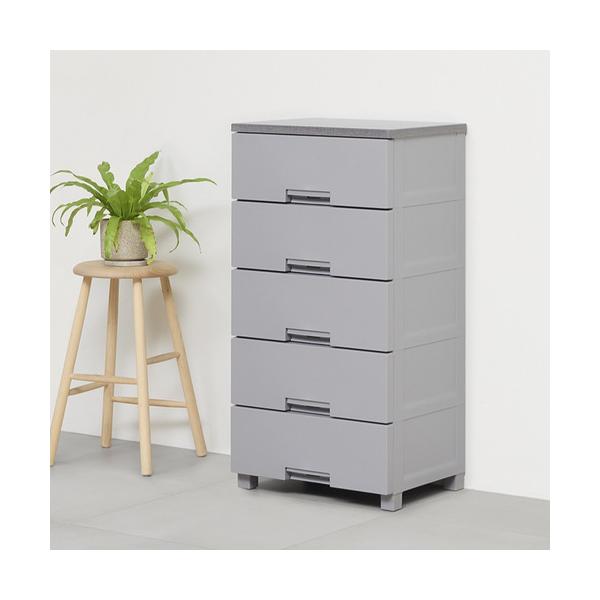 天馬 Fits フィッツチェスト 5505 幅55cm 5段 ロック付き スムーズな引出し 収納 タンス 完成品 グレー 446