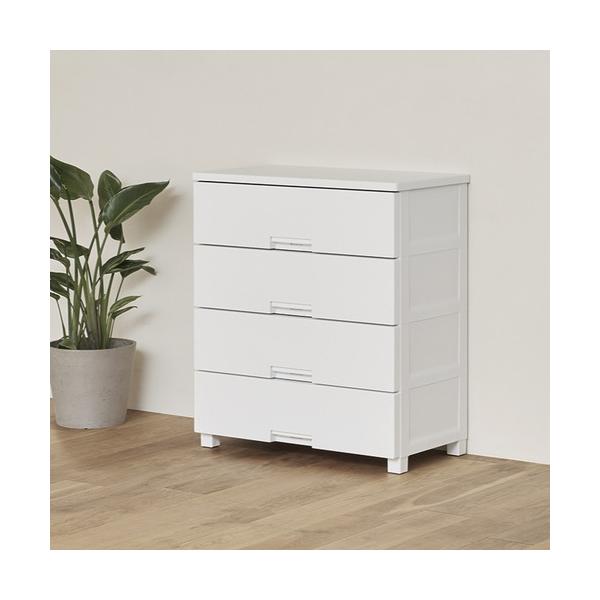 【期間限定大特価】天馬 Fits フィッツチェスト 7504 幅75cm 4段 ロック付き スムーズな引出し 収納 タンス 完成品 ホワイト 446