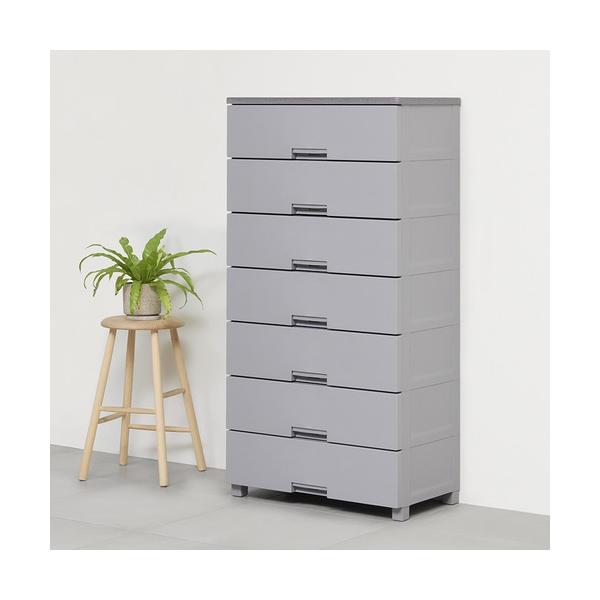 【期間限定大特価】天馬 Fits フィッツチェスト 7507 幅75cm 7段 ロック付き スムーズな引出し 収納 タンス グレー 446