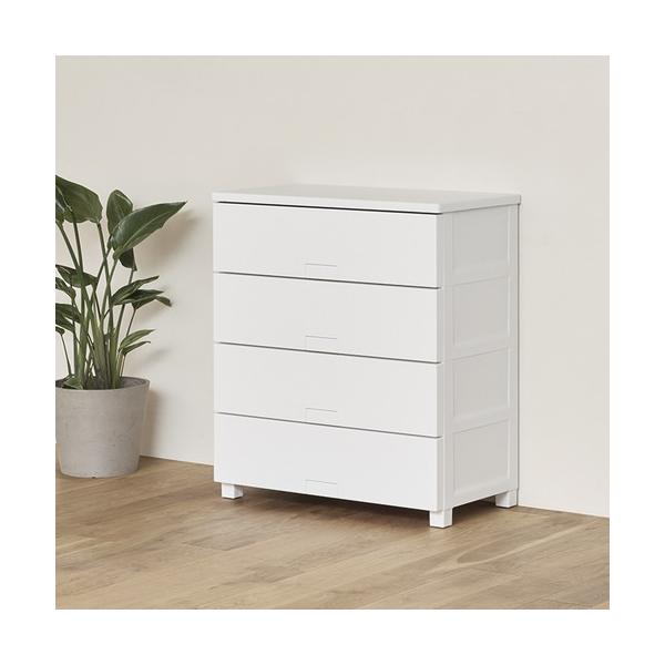 天馬 Fits フィッツチェスト フルフラット 7504 幅75cm 4段 ロック付き スムーズな引出し 収納 タンス 完成品 ホワイト 446