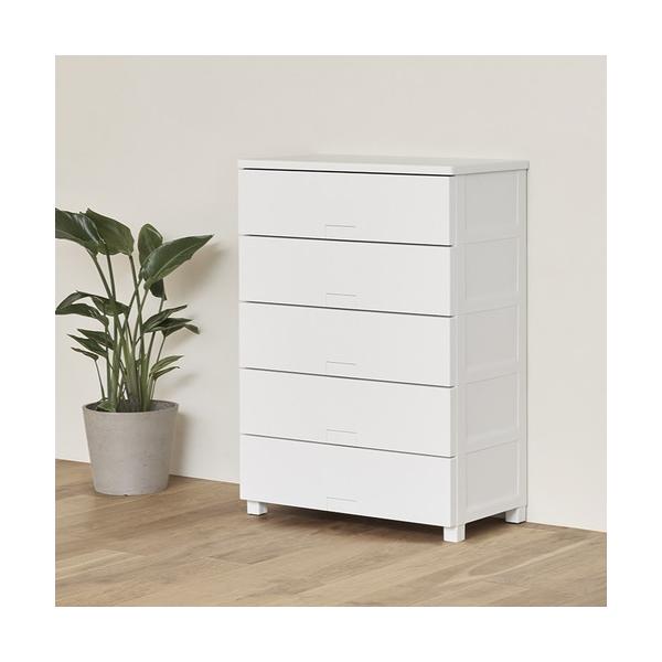 天馬 Fits フィッツチェスト フルフラット 7505 幅75cm 5段 ロック付き スムーズな引出し 収納 タンス 完成品 ホワイト 446