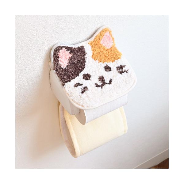 オカ ファンディットアニマル ペーパーホルダーカバー ねこ 洗える ベージュ 446