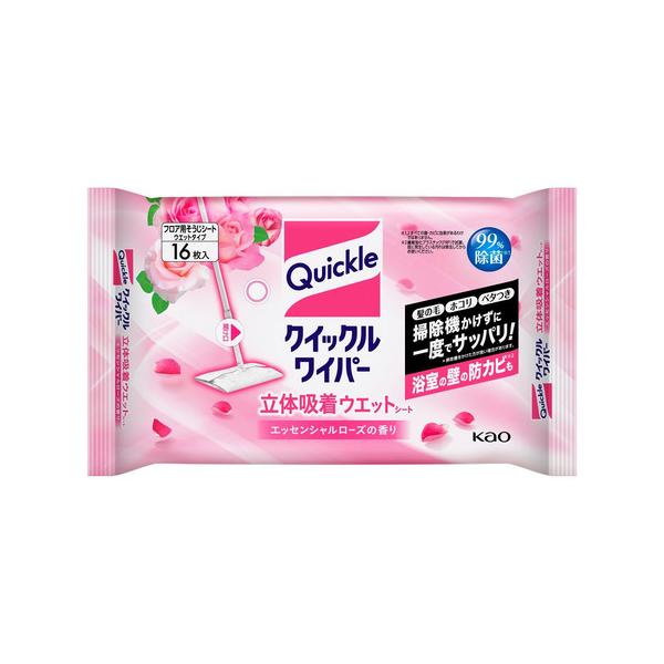 花王　【クイックルワイパー】立体吸着ウェット　ローズ16枚 861