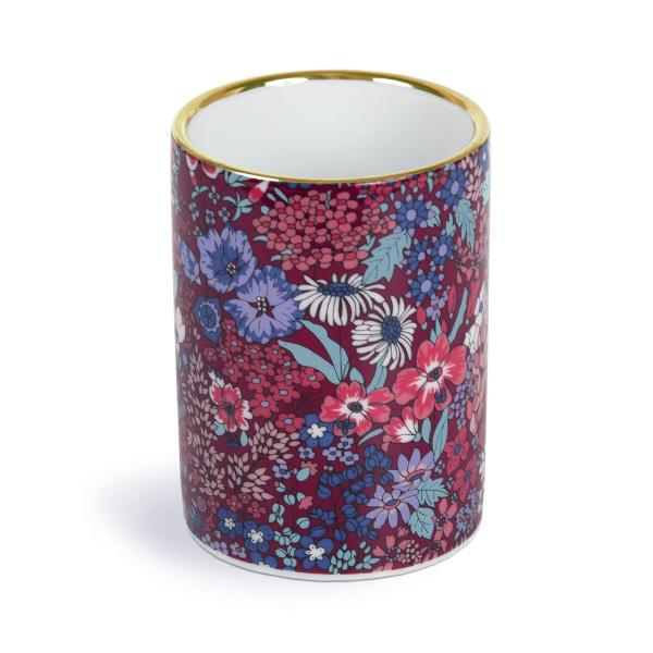 ・PORCELAIN PEN POT - The Liberty Margaret Annie Porcelain Pen Pot from Galison features their summer perennial print, go...