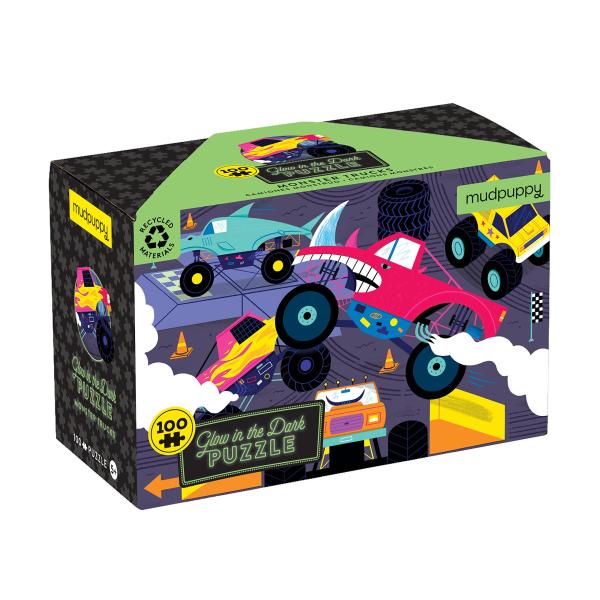 ・?100-PIECE PUZZLE - Our 100-piece Monster Truck Glow In The Dark puzzle features an action-packed scene of colorful mon...