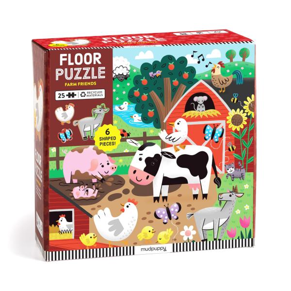 ・FLOOR PUZZLE - The Farm Friends Floor Puzzle from Mudpuppy is a 25 Piece Jigsaw Puzzle that features all the different ...