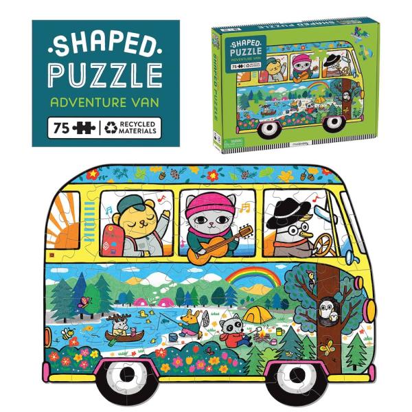・? 75-PIECE ADVENTURE VAN PUZZLE - Buckle up for a road trip of fun with the Adventure Van Shaped Puzzle by Mudpuppy! Th...