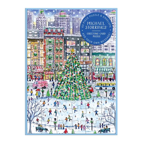 ・PUZZLE GREETING CARD - The Michael Storrings Christmas In The City Greeting Card Puzzle from Galison is the perfect acc...