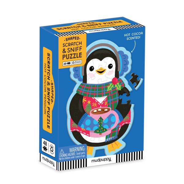 ・?48-PIECE PUZZLE - The Hot Cocoa Penguin 48-Piece Scratch and Sniff Mini Shaped Puzzle from Mudpuppy is perfect for chi...