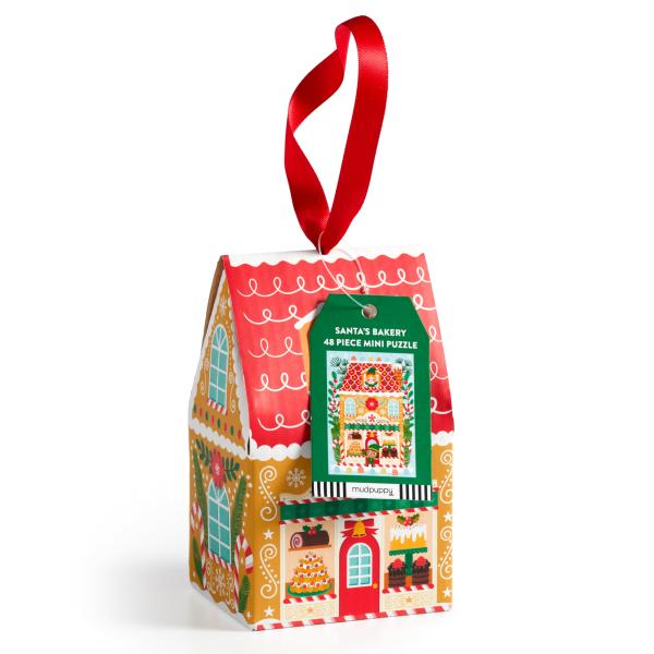 ・PUZZLE ORNAMENT - The Santa's Bakery 48 Piece Puzzle Ornament from Mudpuppy features a colorful illustration of a festi...