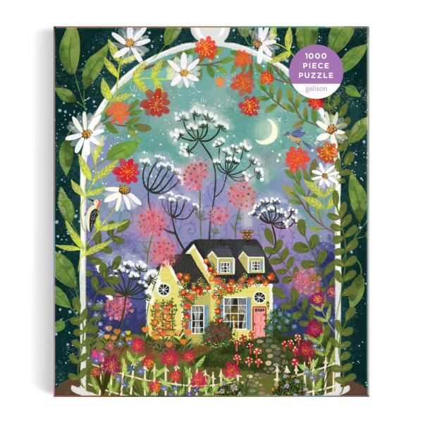 ・1000 PIECE PUZZLE - The Bloomarium 1000 Piece Puzzle by Galison features a wistful and cozy cottage encased in a terrar...
