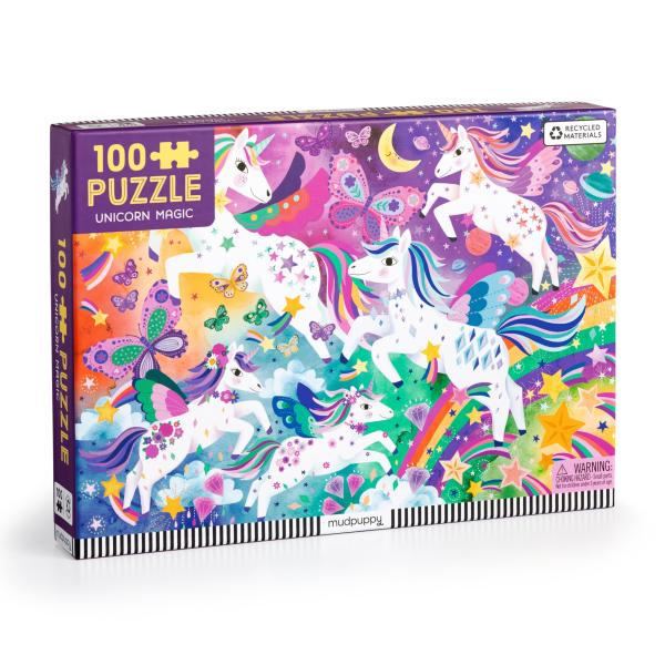 ・100 PIECE PUZZLE - Embark on a magical journey through the cosmos with Mudpuppy's enchanting Unicorn Magic 100-Piece Pu...