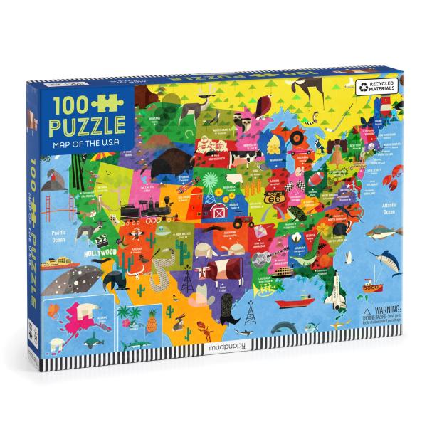 ・100 PIECE PUZZLE - Our 100 piece Map Of The USA jigsaw puzzle features an engaging image of all the United States as we...