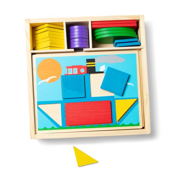 ・EDUCATIONAL WOODEN BLOCK SET: The Melissa ＆ Doug Beginner Wooden Pattern Blocks Educational Toy includes 5 double-sided...