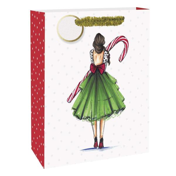 ・ポートレート寸法：6インチ×3インチ×8インチ。・お揃いのギフトタグ付き。・リボンハンドル・グリッター