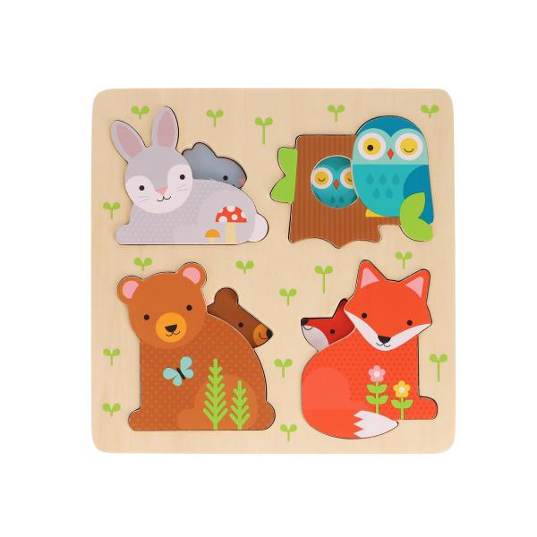 ・MATCHING PUZZLE GAME - Bunnies, owls, bears, and foxes create this Reveal Puzzle from Petit Collage. Animal toys are al...