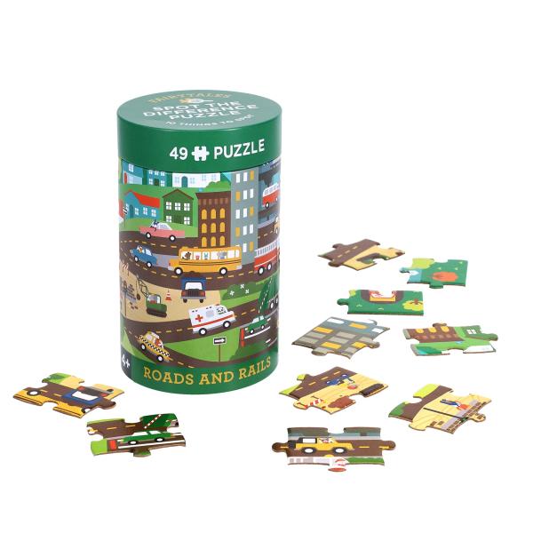 ・ACTIVITY PUZZLE FOR KIDS - Enter the busy world of Roads and Rails Spot the Difference Puzzle from Petit Collage. Conne...
