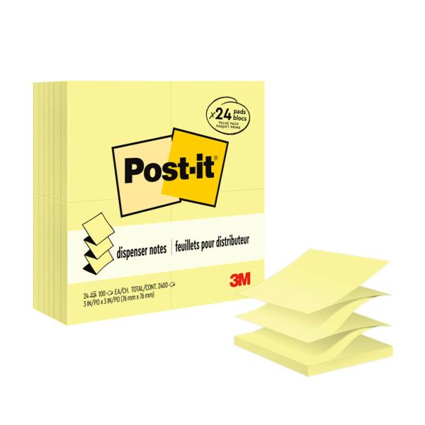 ・3 in. x 3 in., Dispenser Notes, Canary Yellow・Always there when you need to capture great ideas・Accordion-style notes a...