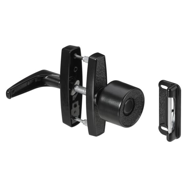 ・National Hardware's 1-1/2,1-3/4,3" Black Universal Knob Latch is designed for wood or metal screen and storm doors with...
