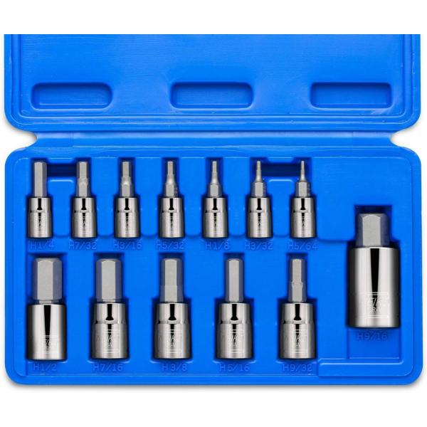 ・APPLICATION: This SAE hex socket set contains bit holder sockets with bit tips that connect to a turning torquing tool ...