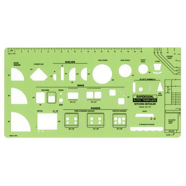 ・Combines kitchen cabinetry and appliances to aid in larger scale kitchen designs・Contains corner gauge, elevation heigh...
