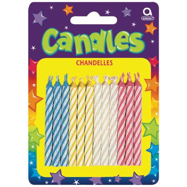 ・Candy Stripe Assorted Birthday Candles (24)・Birthday Party Supplies・Includes (24) assorted striped birthday candles.・Wax