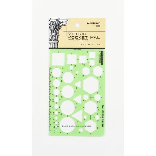 ・Includes the most commonly-used sizes of circles, hexagons, triangles and squares・Includes 100mm scale・Shirt pocket siz...