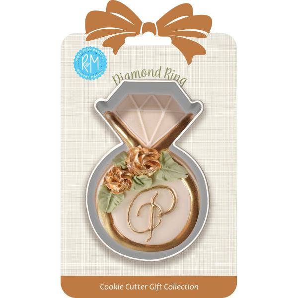 ・Diamond Ring 3.75" cookie cutter・Packaged on a colorful card featuring cookie designs on the front and back for decorat...