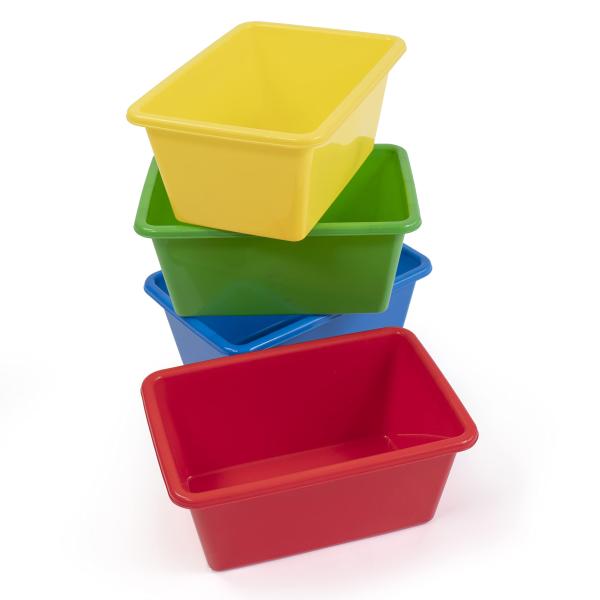 ・Vibrant Organization: Set of 4 small plastic storage bins, perfect for sorting toys, crafts, and school supplies. For a...